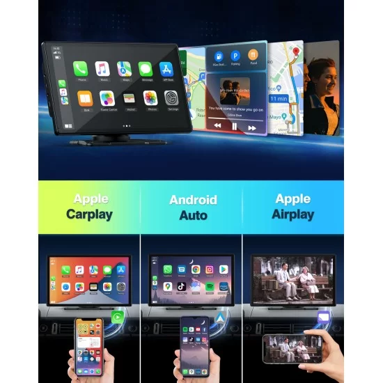 Campark RC07 9 Inch Wireless Car Stereo Apple Car Play and Android Auto with HD Touch Screen and ...